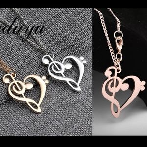 music note heart chain necklace | Jewelry | Stainless Steel Music Note ...